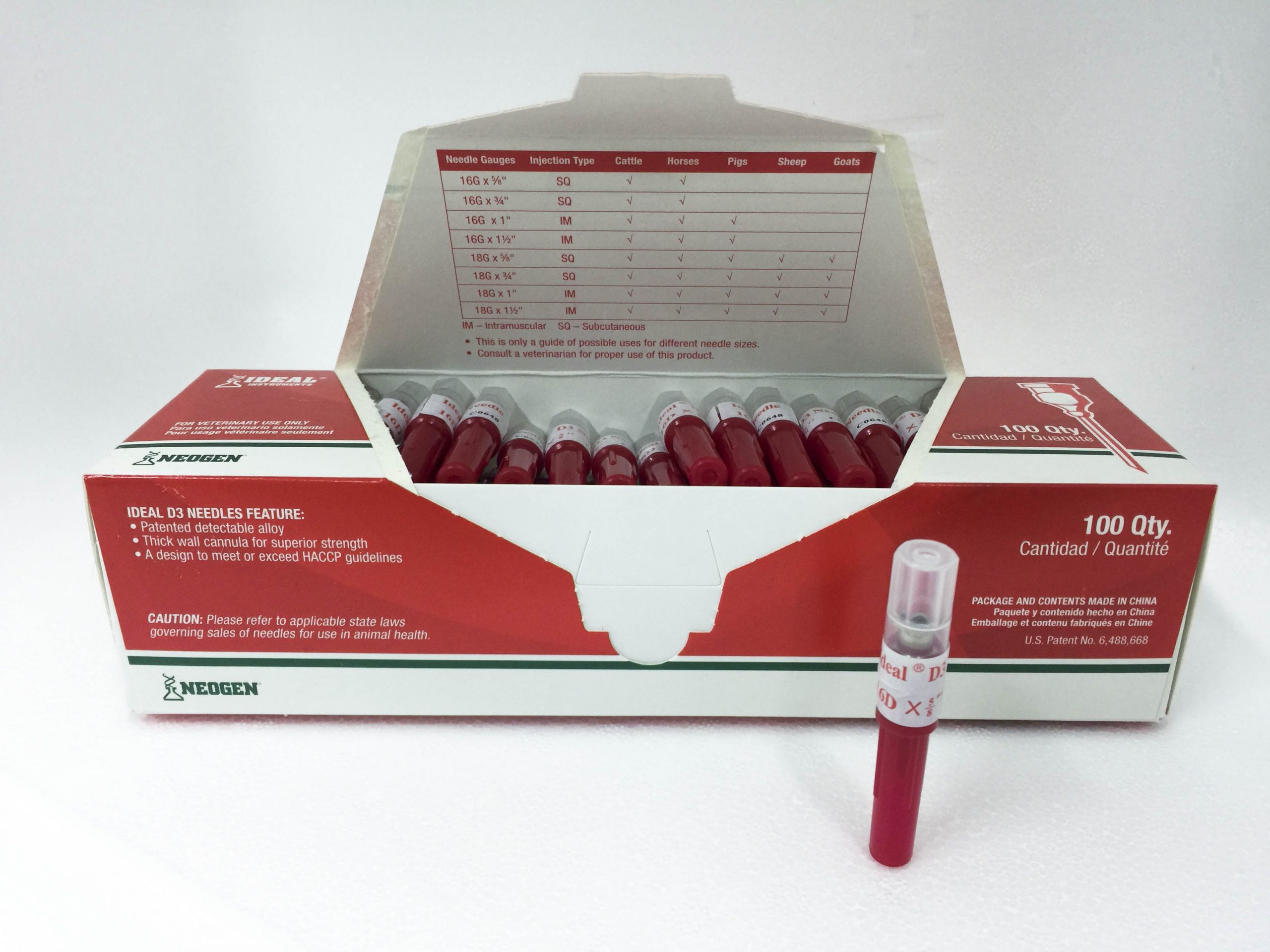 Needles - Ideal CVD3 (Detectable) - 16G x 5/8" [100 Pack] - Country Vet